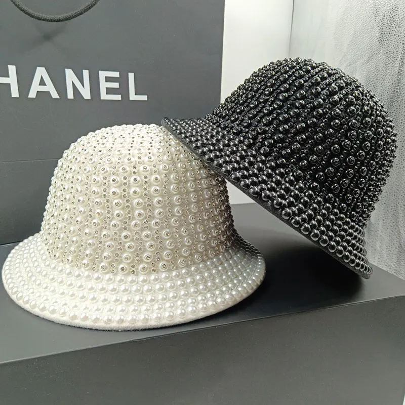 Round Top Rhinestone Pearl Fedora Handmade Rhinestone Full Diamond Hat ...