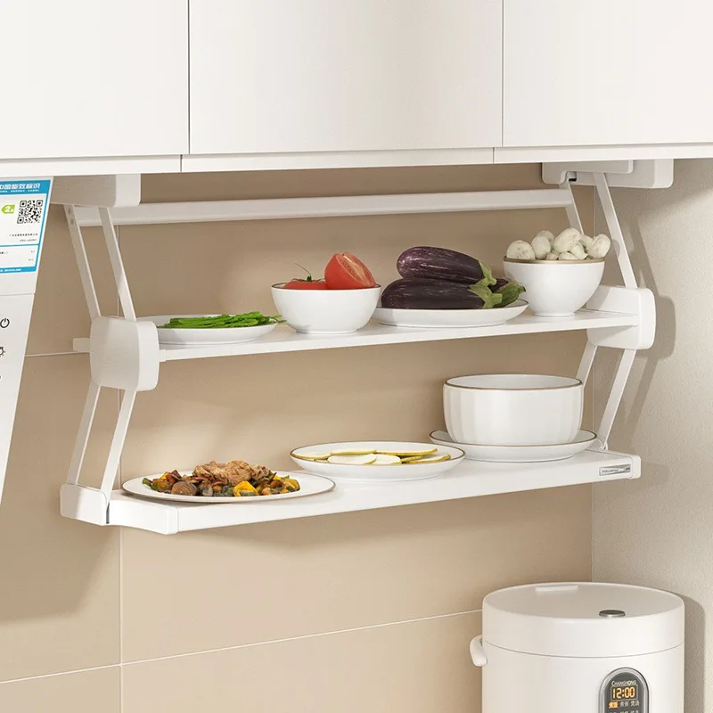 Stainless Steel Wall Cabinet Rack Foldable Pull-down Kitchen Storage ...