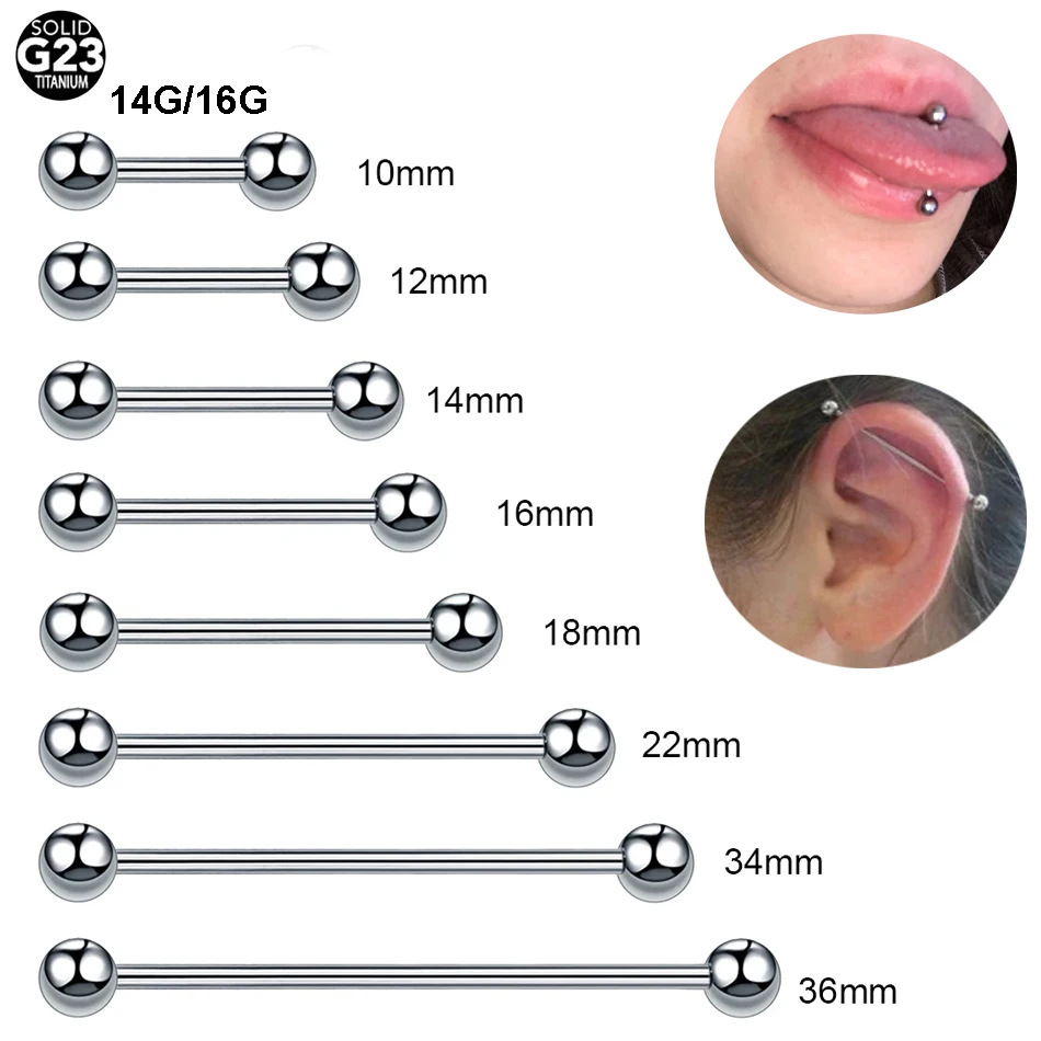 1PC G23 Titanium Straight Barbell Tongue Rings Helix Piercing Septum ...