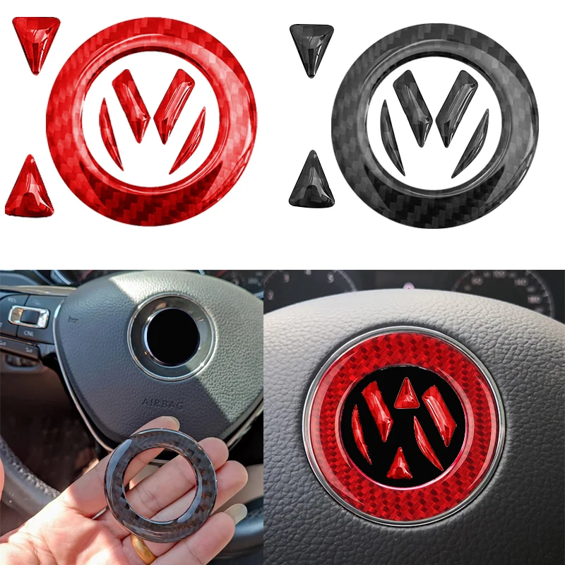 Autocollant-d-insigne-d-embl-me-de-volant-de-voiture-en-fibre-de ...