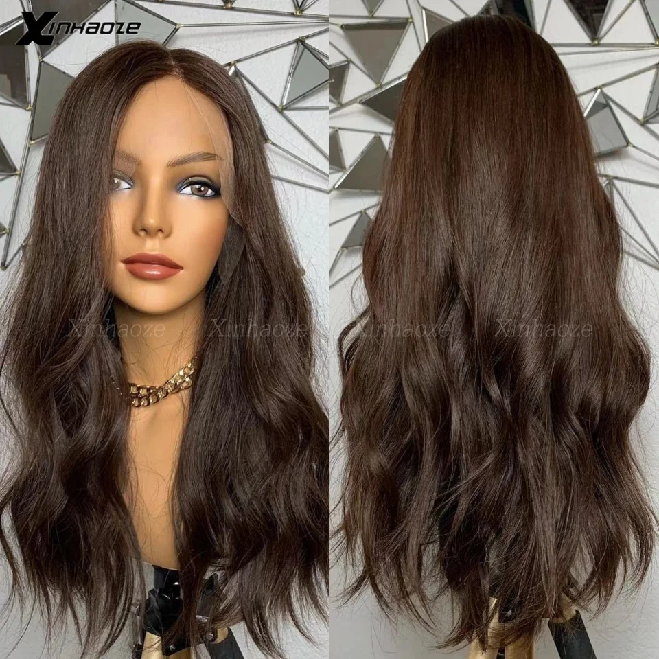 Dark Chocolate Brown Natural Wave 100% 13x6 Lace Frontal Human Hair ...