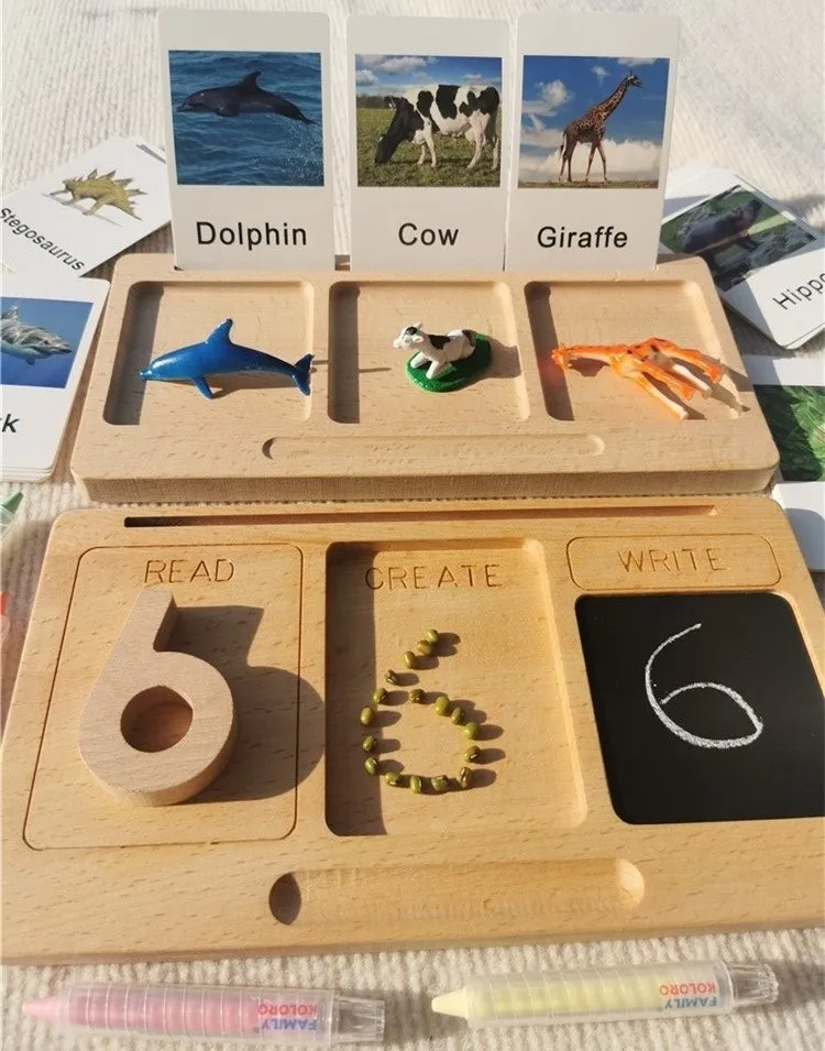 Montessori-Toys-Wooden-Learning-Tablet-with-Chalks-Divided-Trays ...