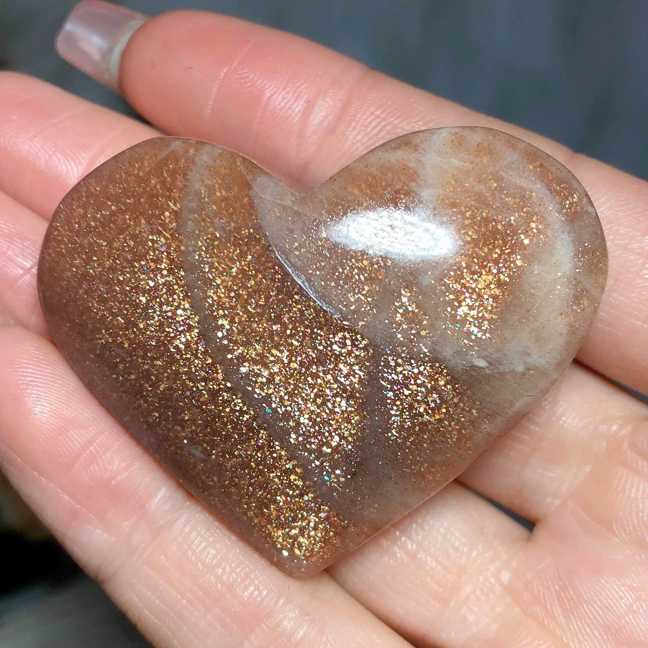Natural-Crystals-Gem-Sunstone-Heart-Golden-Flash-High-Quality-Healing ...