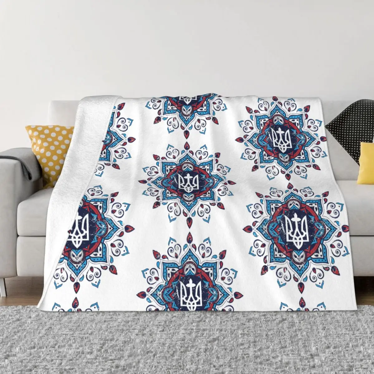 Ukrainian-Tryzub-Ukraine-Blankets-Flannel-Print-Vyshyvanka-Multi ...