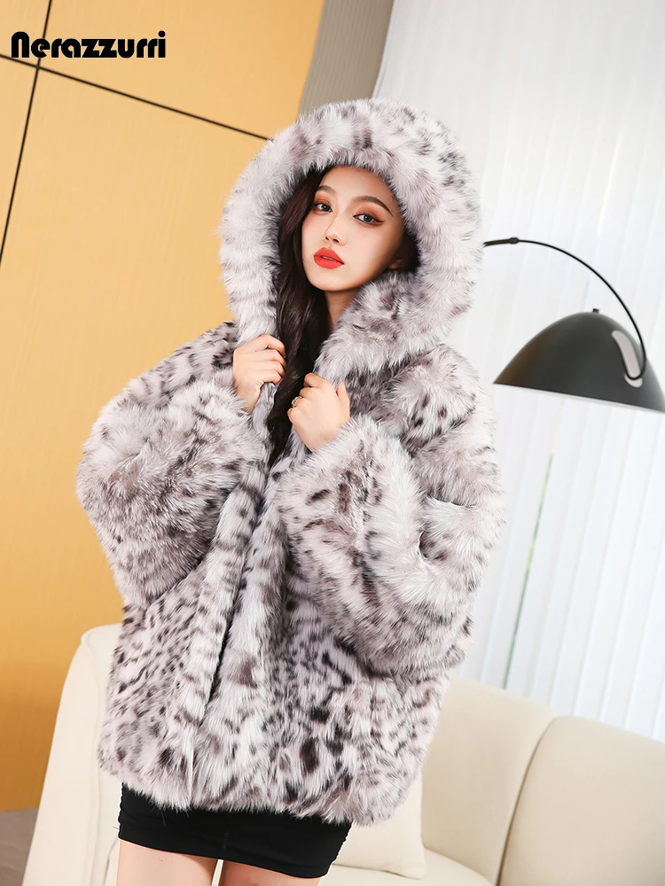 Nerazzurri Autumn Winter Loose Stylish Luxury Colorful Hairy Thick Warm Soft Faux Fur Coat Women ...