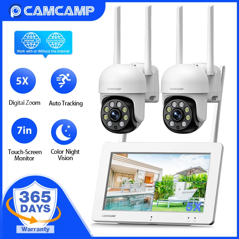 3MP Wireless Security Camera System Set PTZ 4CH CCTV NVR Monitor Kit ...