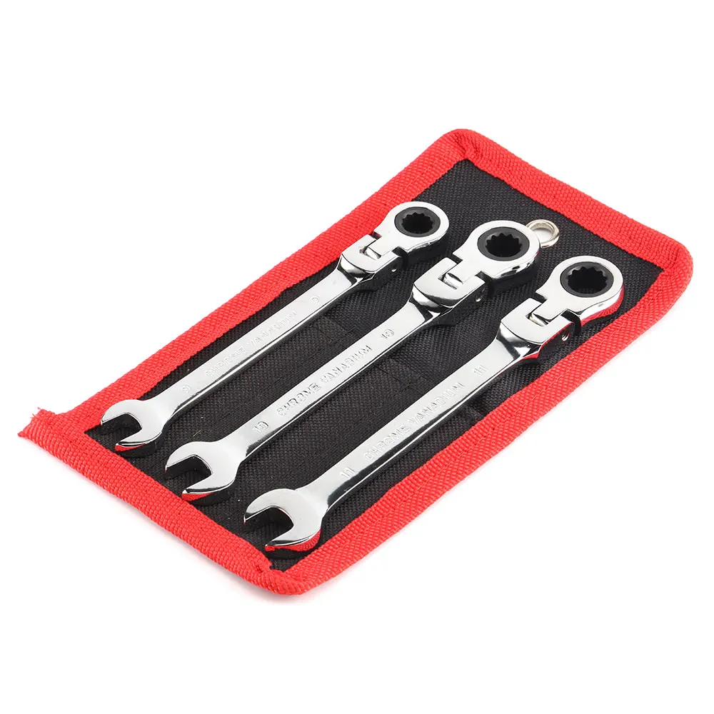 9-10-11mm-Ratchet-Wrench-Set-of-Keys-Spanner-Flexible-Fixed-Head-with ...