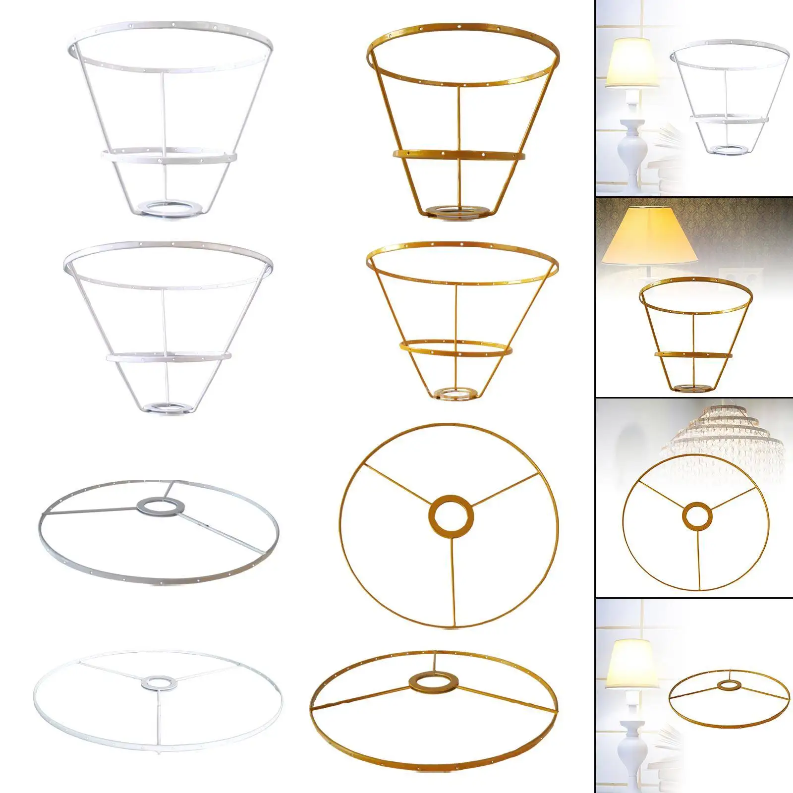 Metal Lightweight Lamp Shade Frame Ring Rack Support Stand Desktop ...