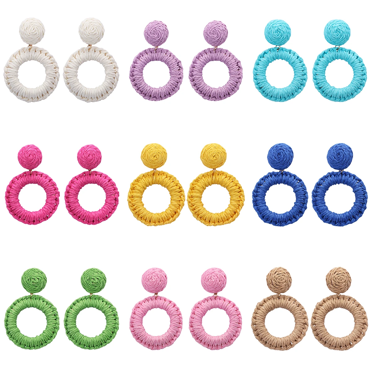 JURAN Handmade Weave Raffia Dangle Drop Earrings for Women Holiday ...