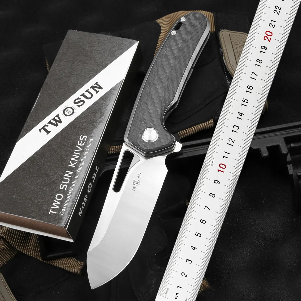 TWO SUN TS380 Flipper Folding Knife 14C28N Blade Tactical Titanium ...