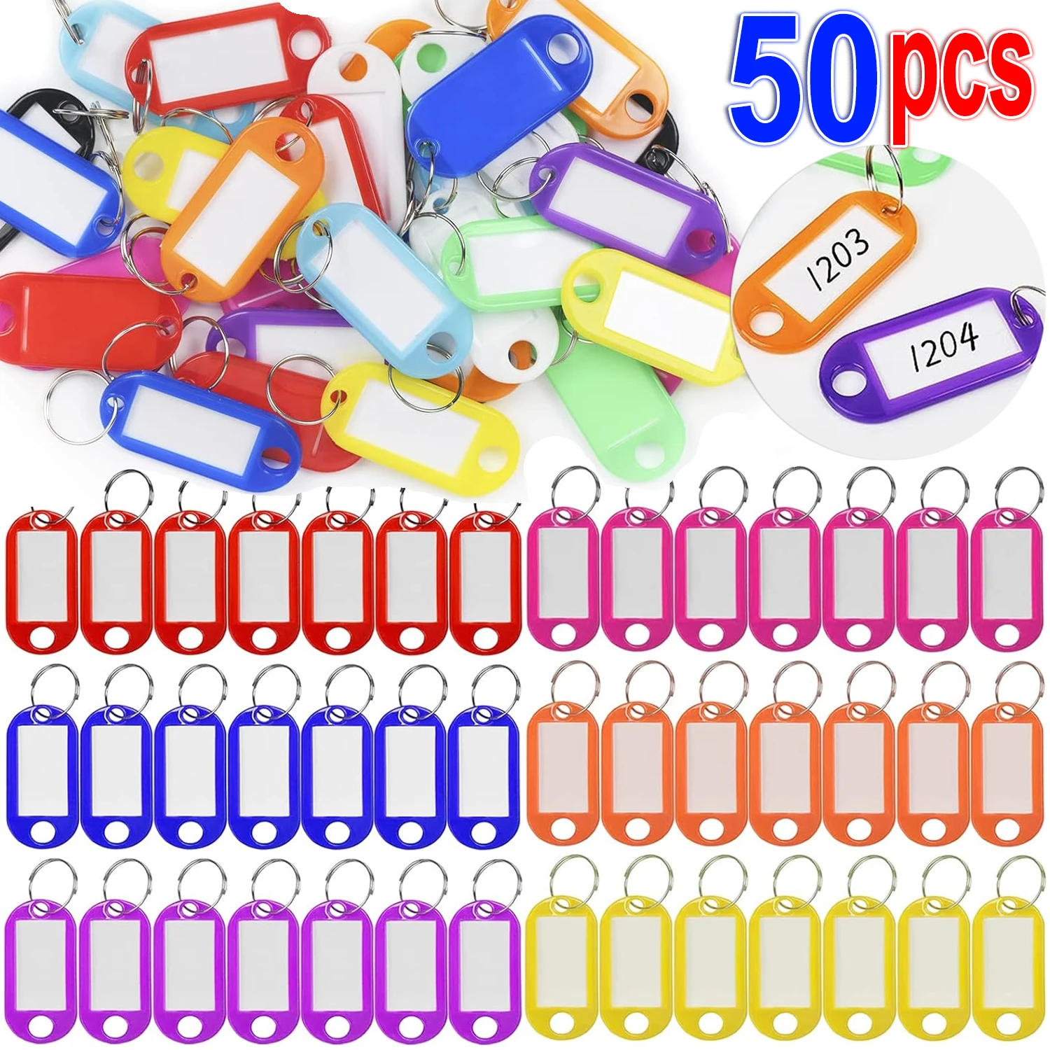 10-50pcs-Plastic-Keychain-Key-Fobs-Luggage-ID-Label-Name-Cards-Tags ...