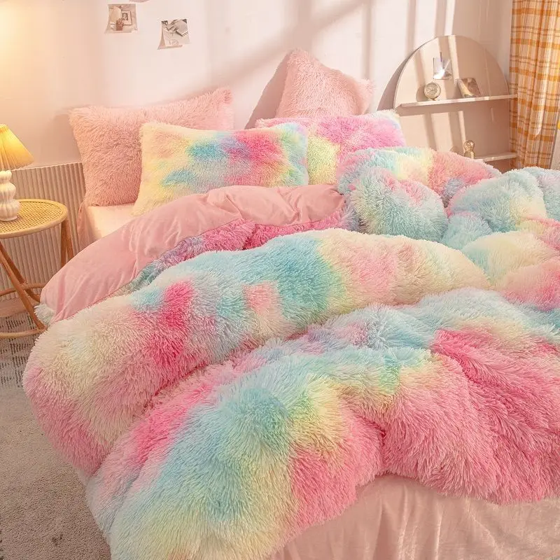 Fluffy-Comforter-Cover-Bed-Set-Faux-Fur-Fuzzy-Duvet-Cover-Set-Luxury ...