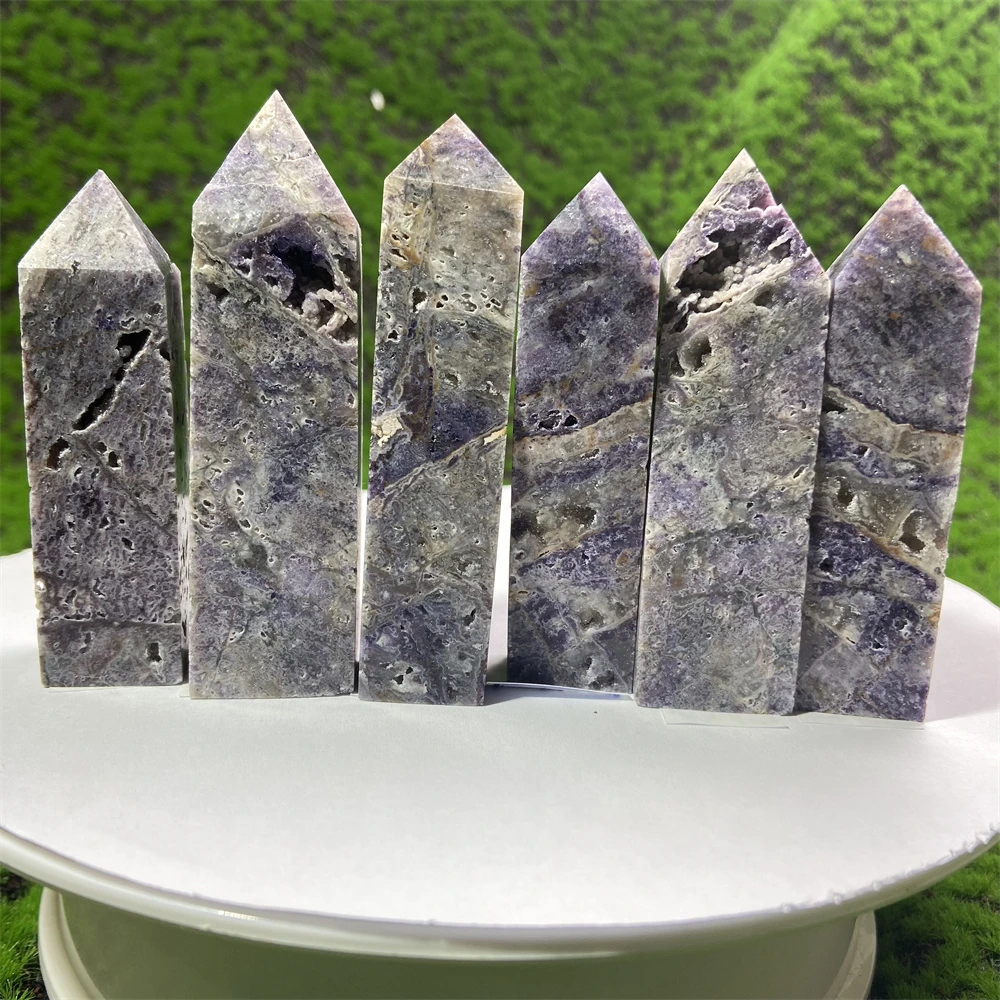 Natural Crystal Purple Druzy Sphalerite Tower Healing Obelisk Home ...