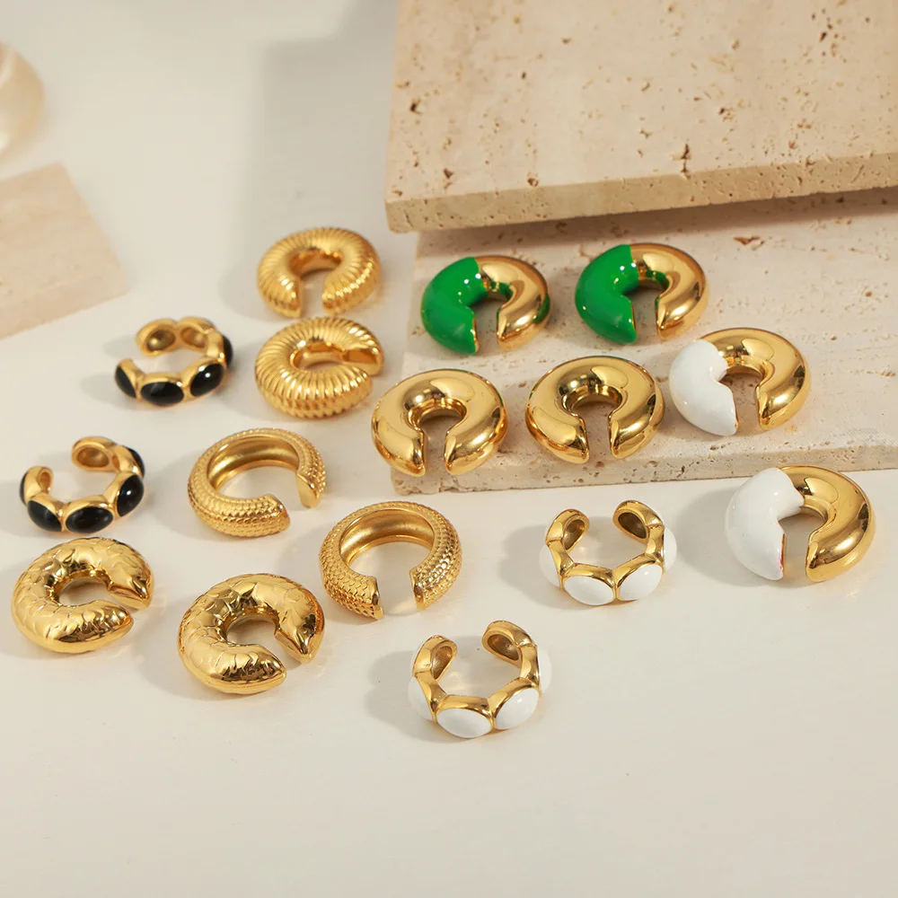 U-Shaped Ear Clips Simple Round Circle Earrings For Women C Shape Gold ...