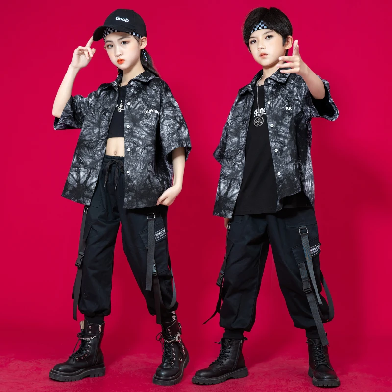 Kids-Hip-Hop-Clothing-Punk-Dancing-Outfits-Print-Shirt-Streetwear-Cargo ...
