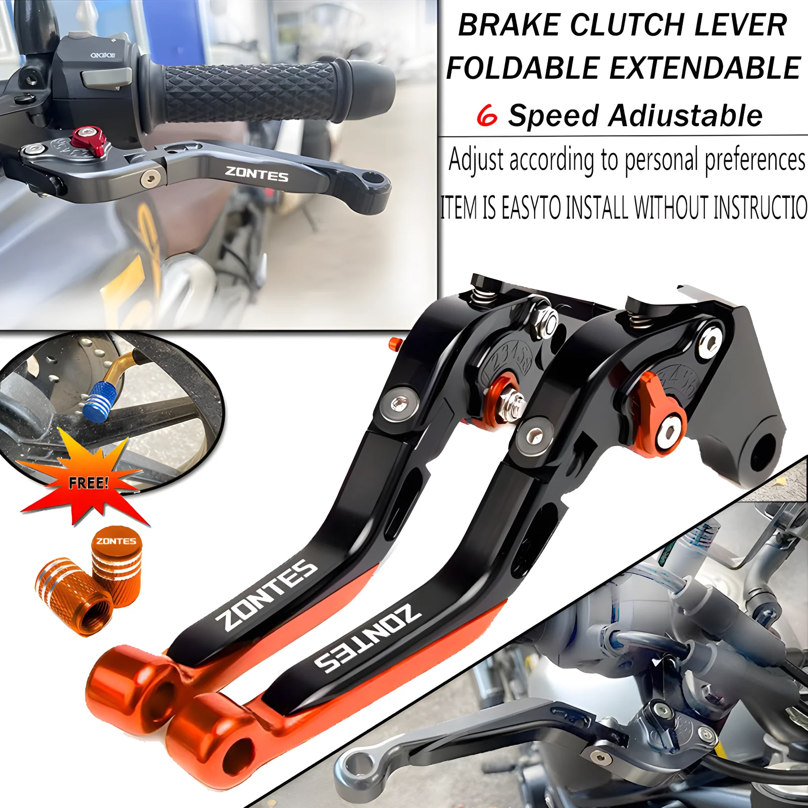 ZONTES-Motorcycle-Brake-Clutch-Lever-Set-Brake-Lever-Adjustable-Folding ...