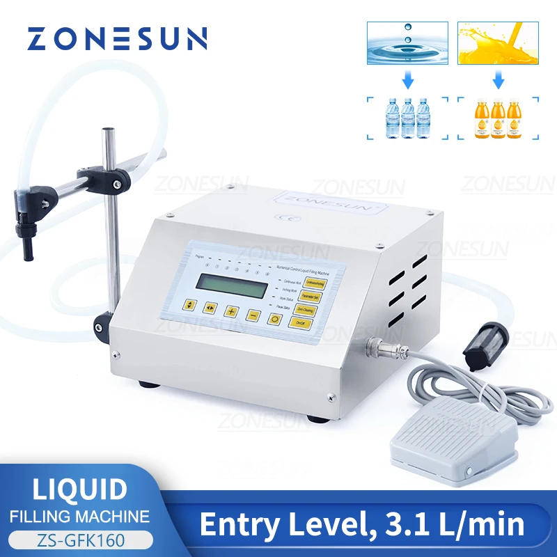 ZONESUN 디지털 제어 액체 충전 기계, 음료 화장품, 향수, 주스, 우유, 작은 병 필러, GFK160, 5 3500 ml ...