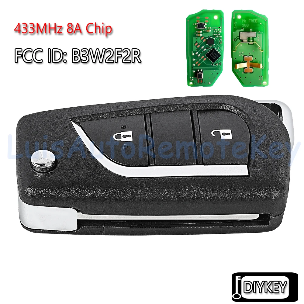 2 Buttons OEM Control Board Flip Remote Car Key Fob 433MHz 8A Chip for ...