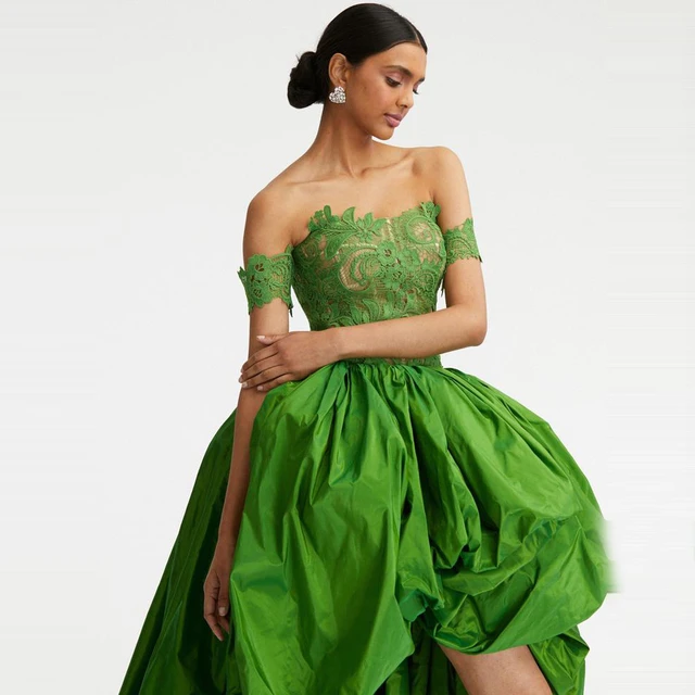 Green Lace Dress With Cap Sleeves