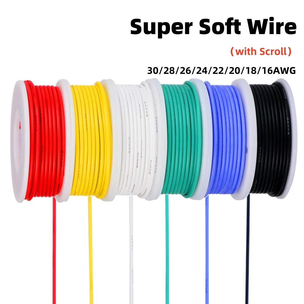 Ultra Soft Silicone Wire (with Scroll) 30/28/26/24/22/20/18/16AWG ...