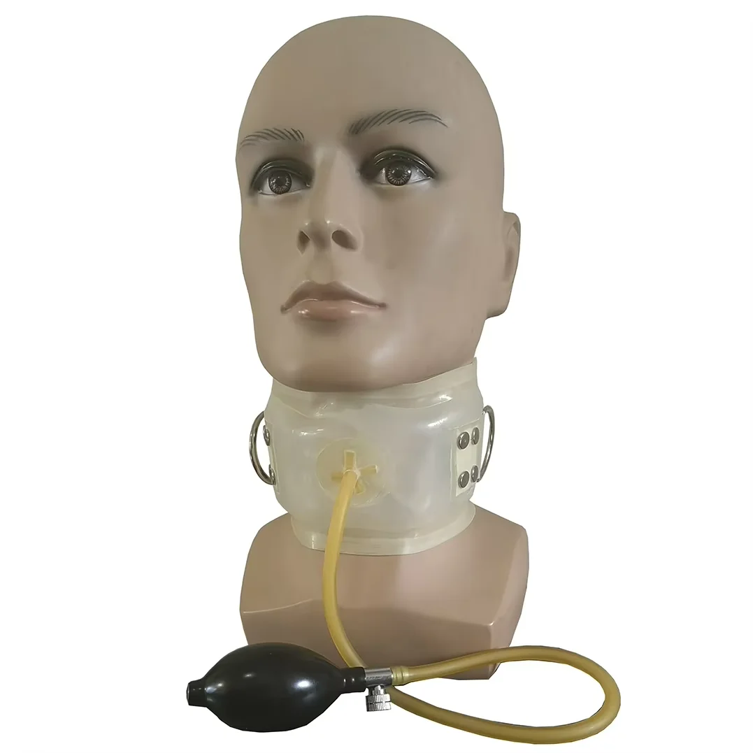 Women Men 0.4mm Latex Inflatable Rubber Neck Choker Stunning Collar ...