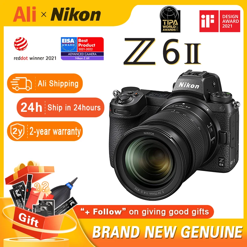 La Cámara digital Nikon Z6 II FX está disponible con lente Nikkor Z 24 - 200 mm f / 4 - 6.3 VR o ...