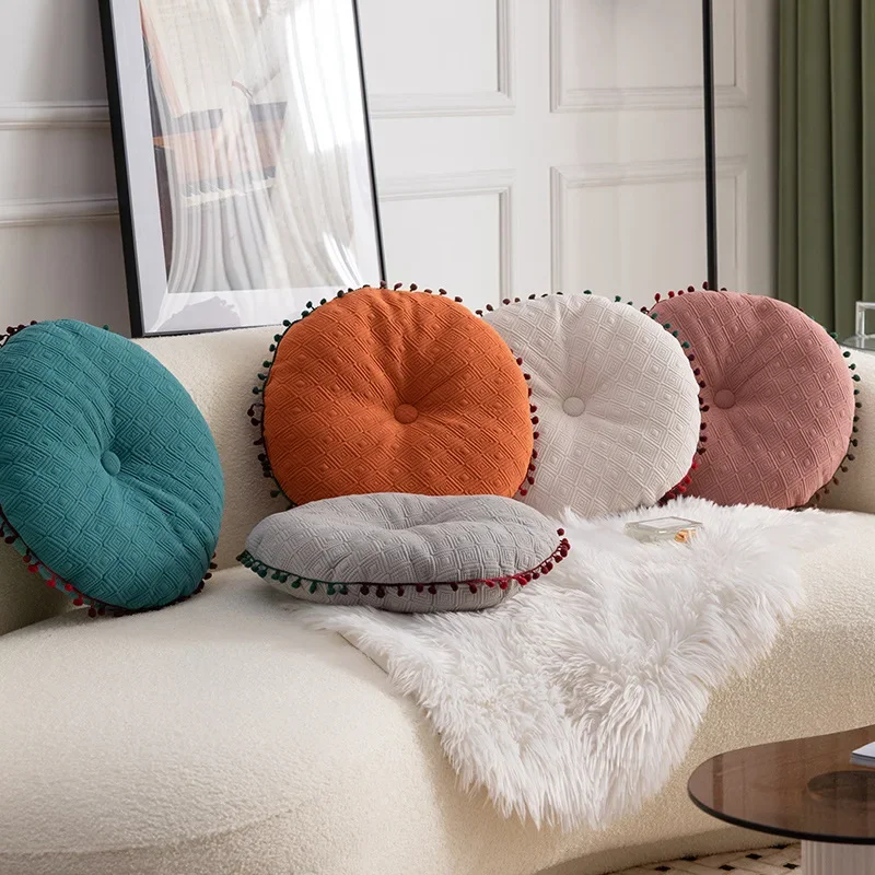 Coussin-de-si-ge-rond-simple-avec-petite-boule-de-fourrure-de-Aliments ...