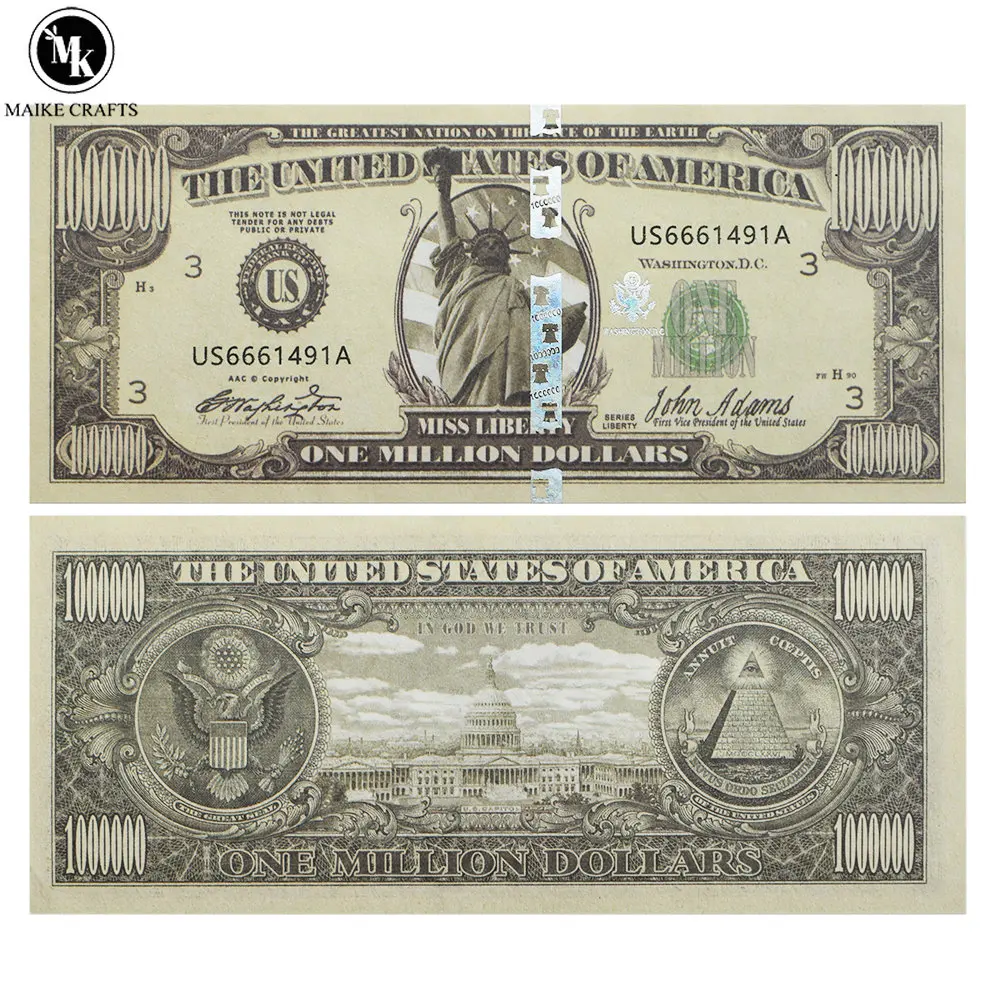 10PCS-100PCS-United-States-One-Million-Dollars-Banknotes-Statue-of ...