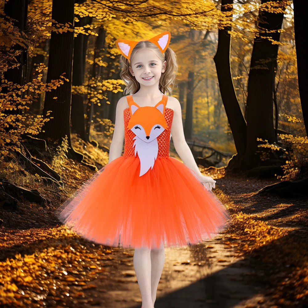 Orange-Miss-Fox-Costume-Tutu-Dress-Girls-Forest-Theme-Cosplay-Costumes ...