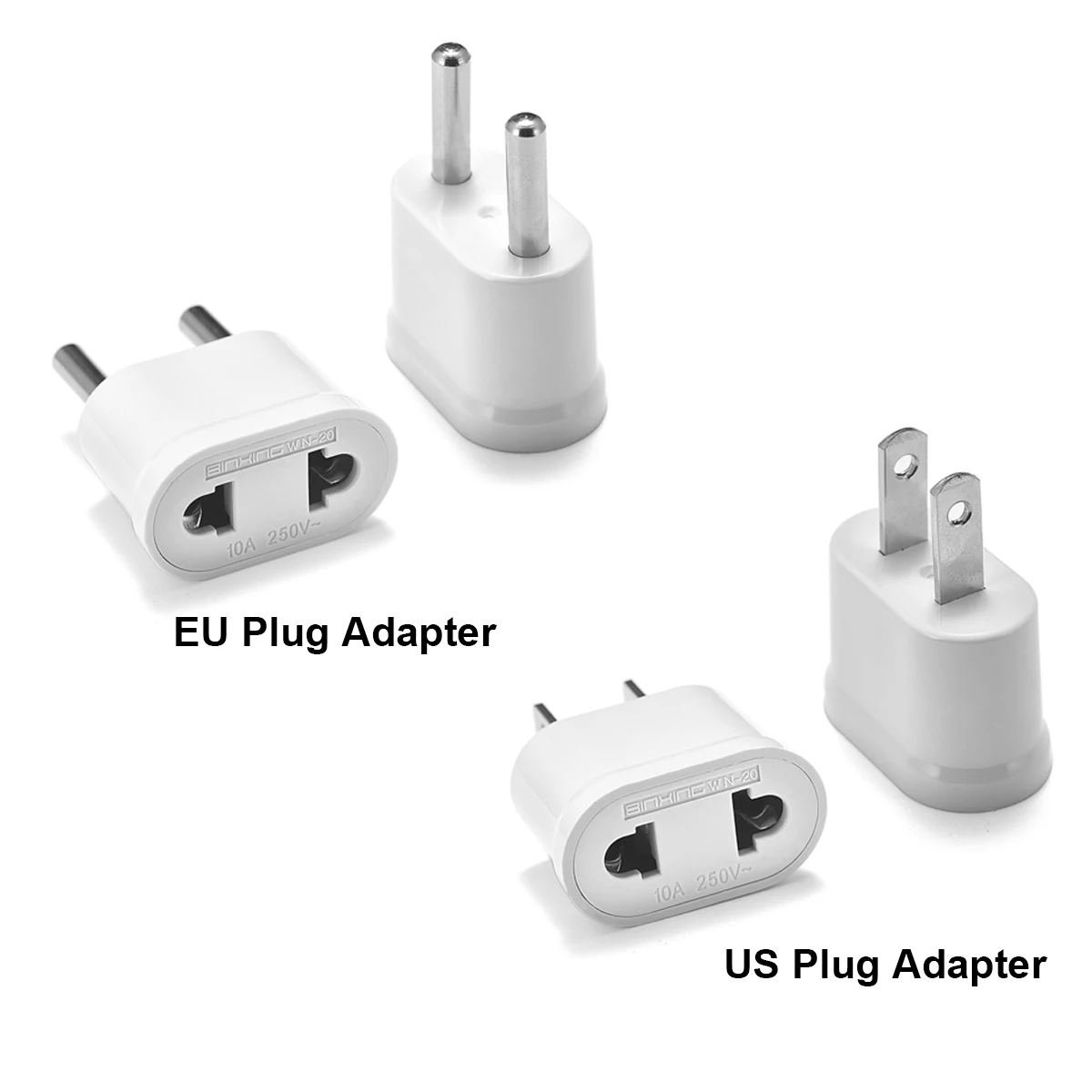 US To EU Plug Adapter 2Pin AC Converter Power Adaptor Korea KR Euro ...