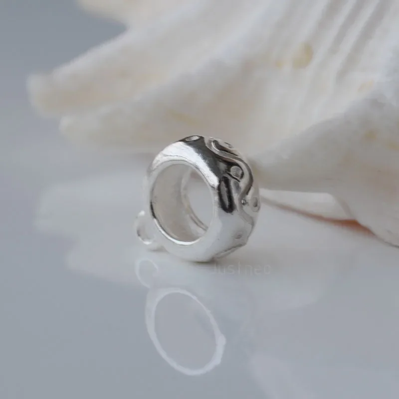 solid 925 sterling silver charm,pendant charm, rondel spacer bead ...