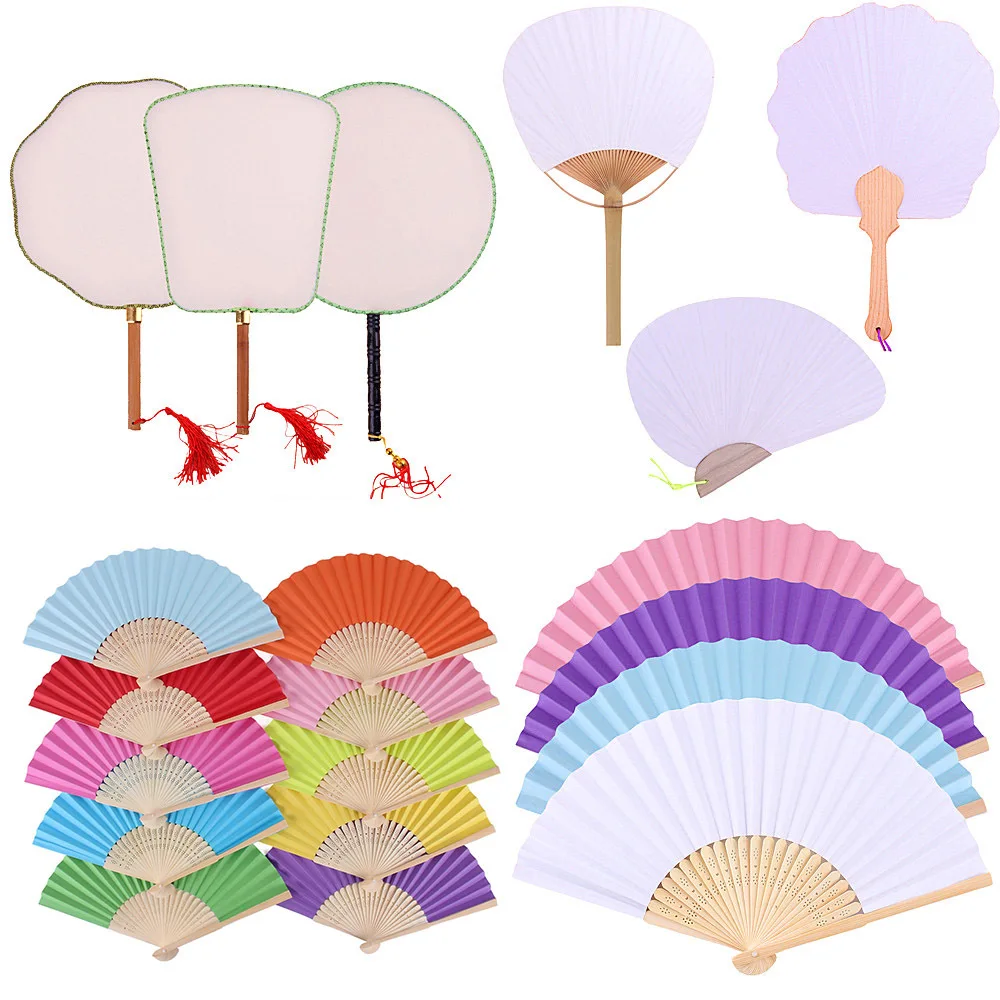 Chinese Style Hand Fan Folding Hand-painted Paper Fans Wedding Party ...