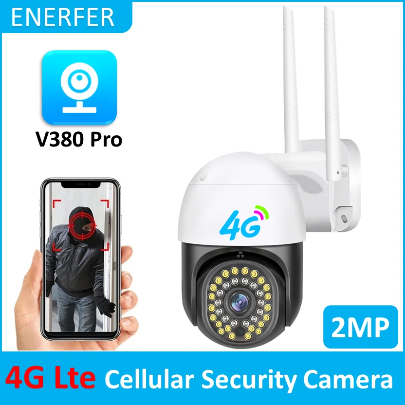 Cámara de seguridad V380 Pro 4G con tarjeta SIM, seguimiento automático al aire libre, PTZ, CCTV ...