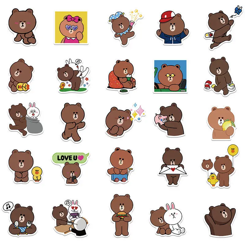 Line Stickers Brown