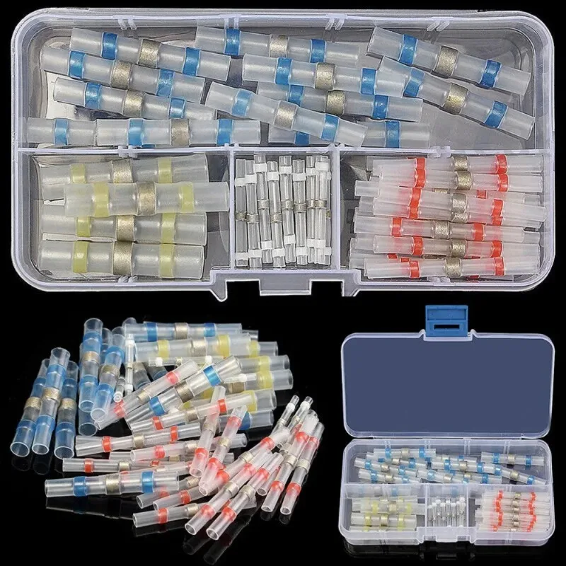 50pcs-Heat-Shrink-Solder-Wire-Crimp-Butt-Terminals-Connectors-With-Box-Waterproof-Heat ...