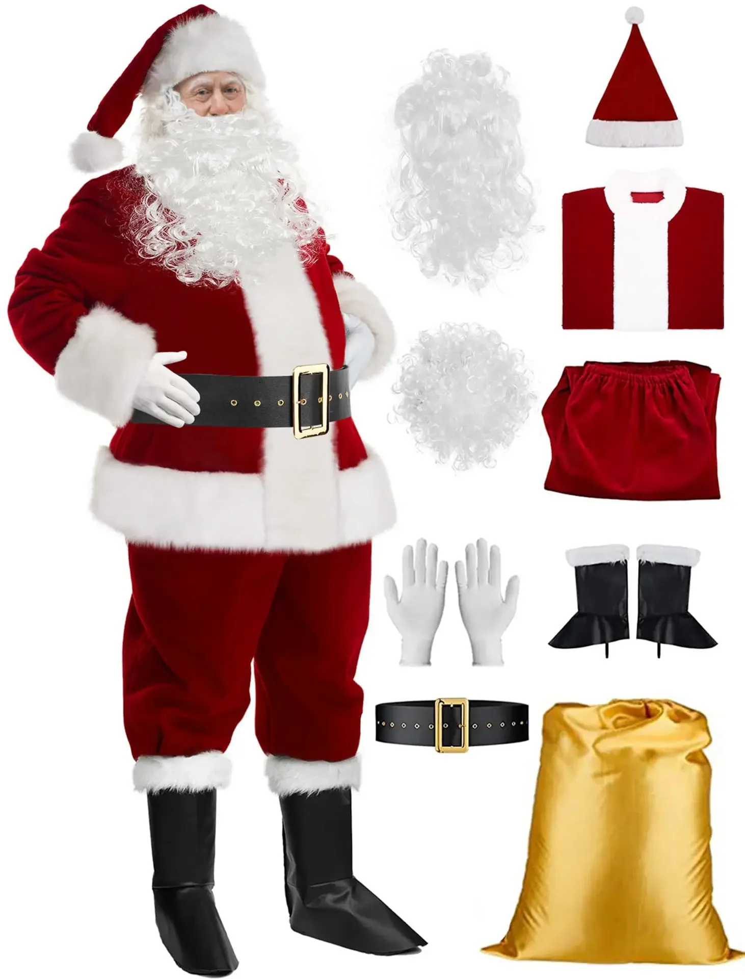 Disfraz-de-Pap-Noel-para-hombre-y-adulto-traje-de-Pap-Noel-ropa-de ...