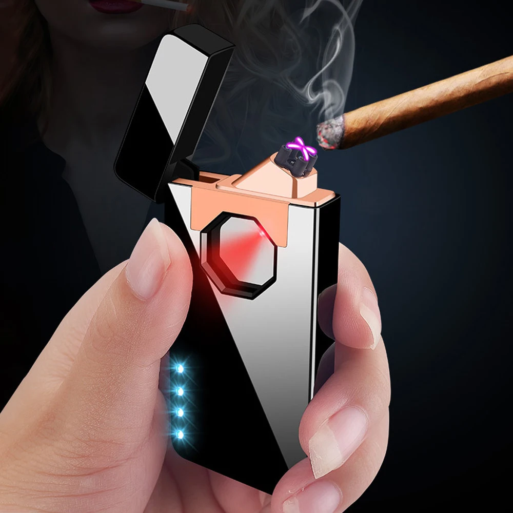 Flameless Electric Lighters Rechargeable Windproof Induction Double Arc ...