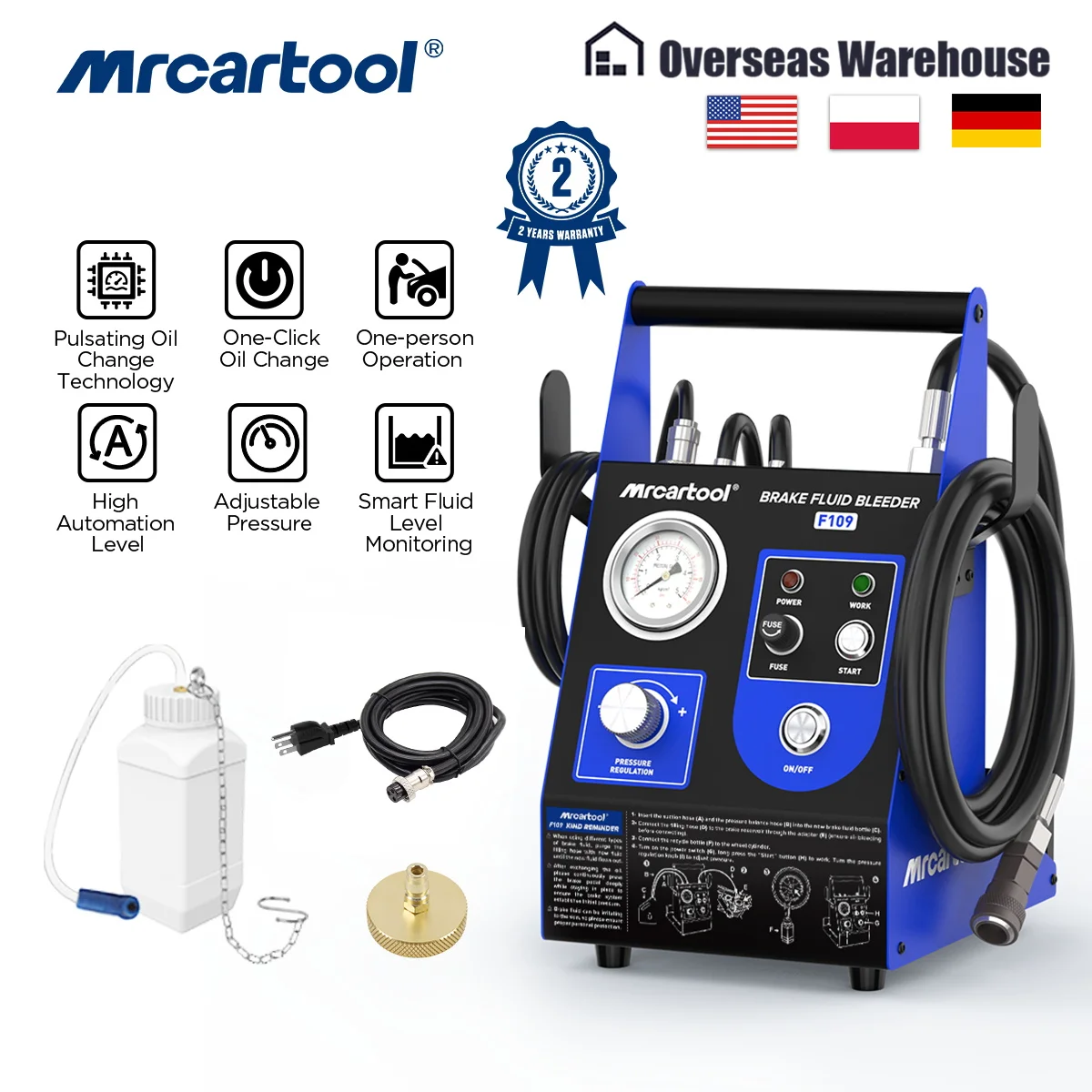 MRCARTOOL F109 Car Brake Oil Filling Changer Extractor Machine Electric ...