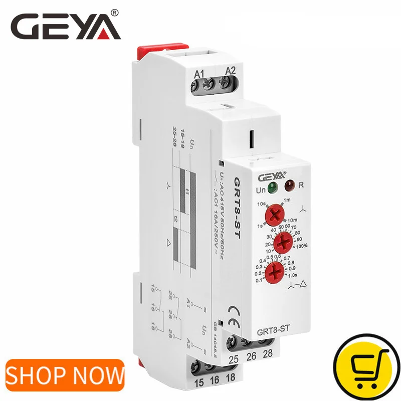 GEYA GRT8-ST Delay on Star Delta Timer Relay Soft starter AC230V 415V ...