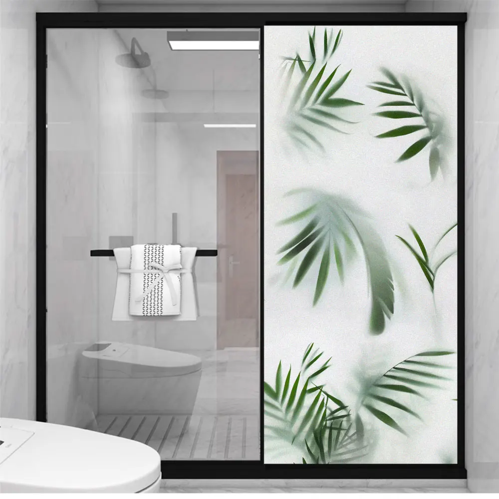 Hazy-Green-Leaf-Pattern-Privacy-Window-Film-PVC-Anti-UV-Glass-Window ...