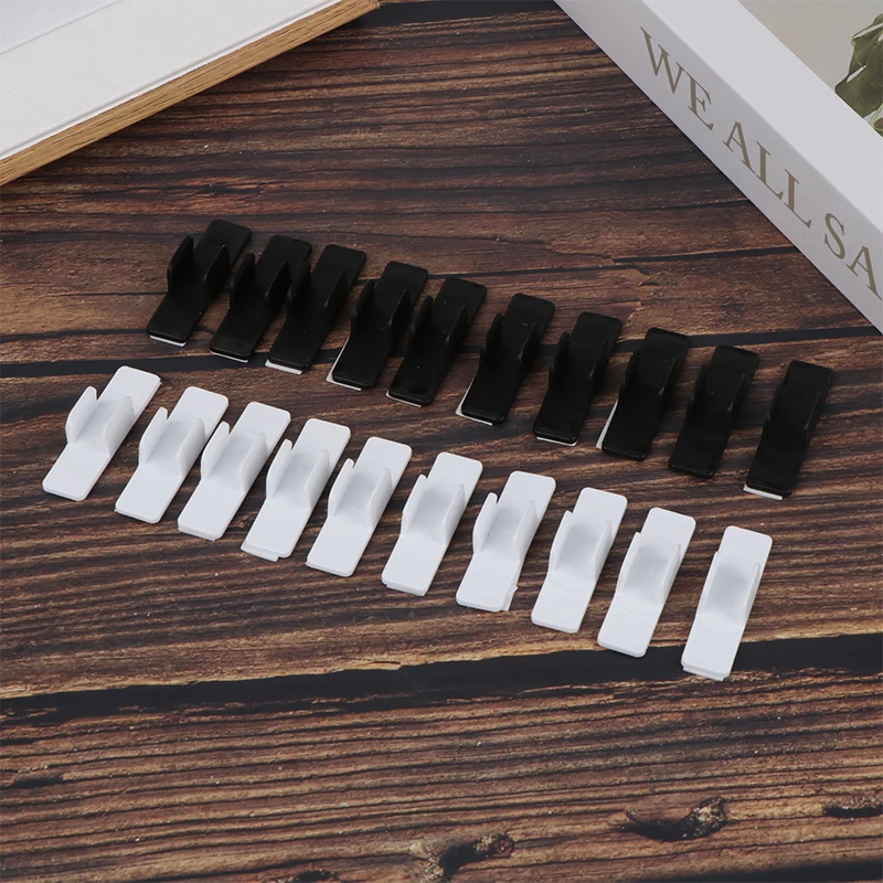 10Pcs Self Adhesive Pen Holder Pencil Plastic Clip Holder Desktop Fixed ...