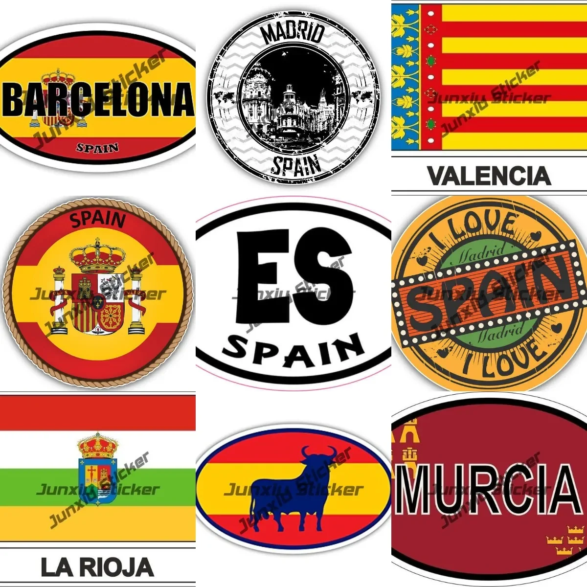 ES-Spain-Oval-Sticker-Barcelona-Murcia-Rioja-Spain-Skyline-Vinyl ...