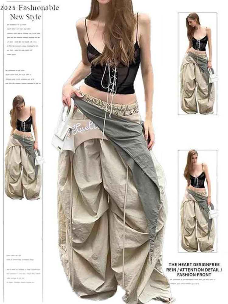 Summer Women Goblin Core Long Trousers Parachute Pants Harajuku Y2K ...