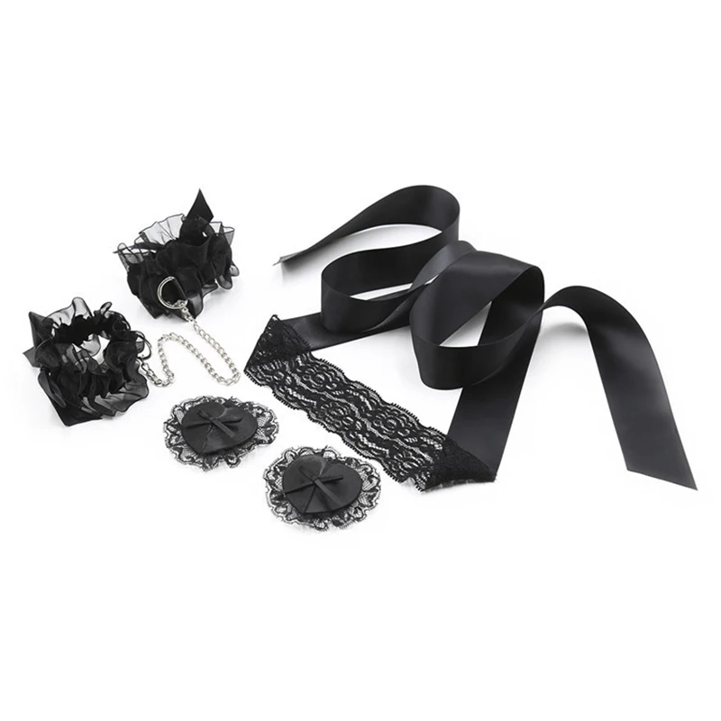 Lace-3-Pcs-Bondage-Restraints-Kit-Set-Metal-Chain-Hand-Cuff-Blindfold ...