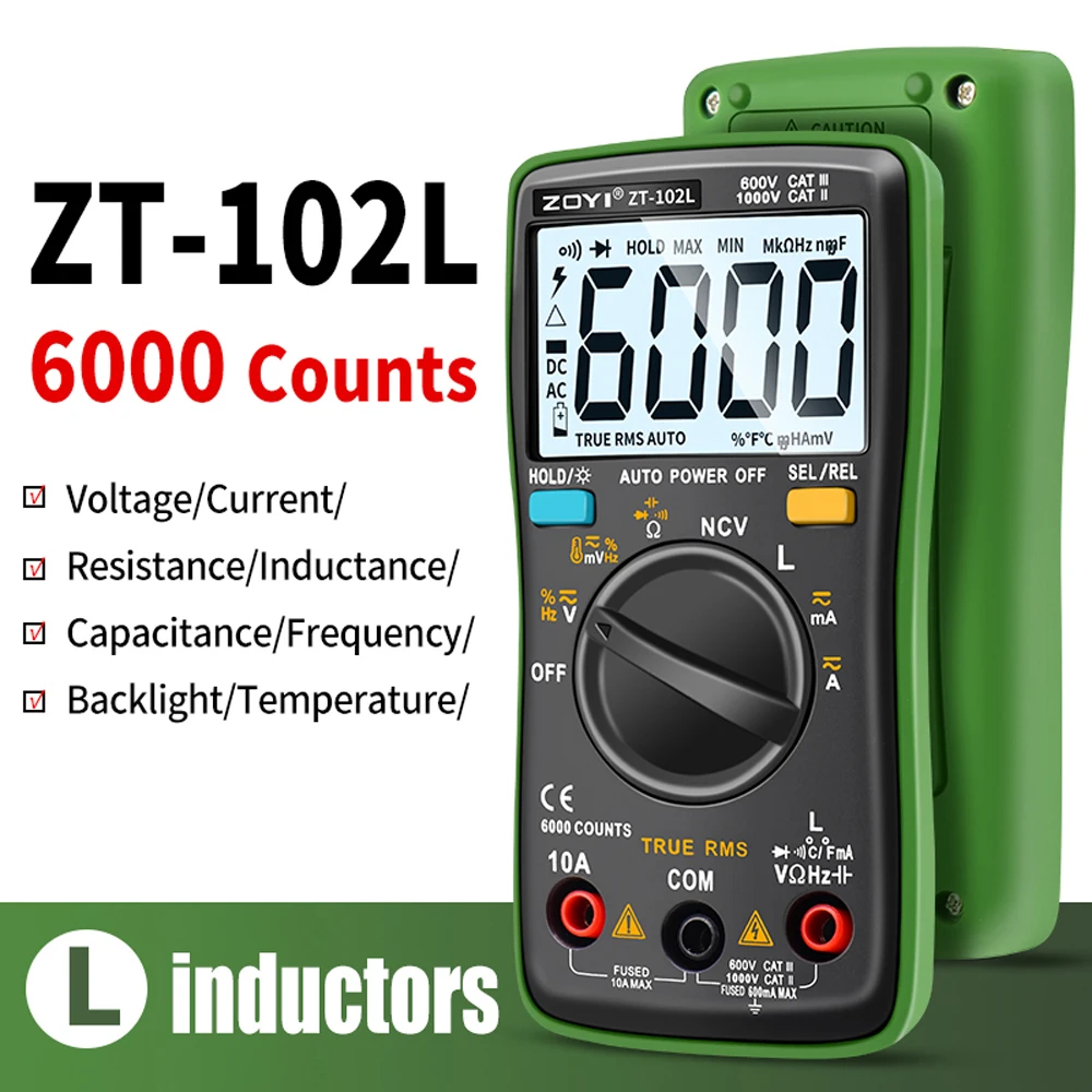 ZOYI-ZT102L-Digital-Multimeter-6000-Counts-Auto-Range-Backlight-AC-DC ...