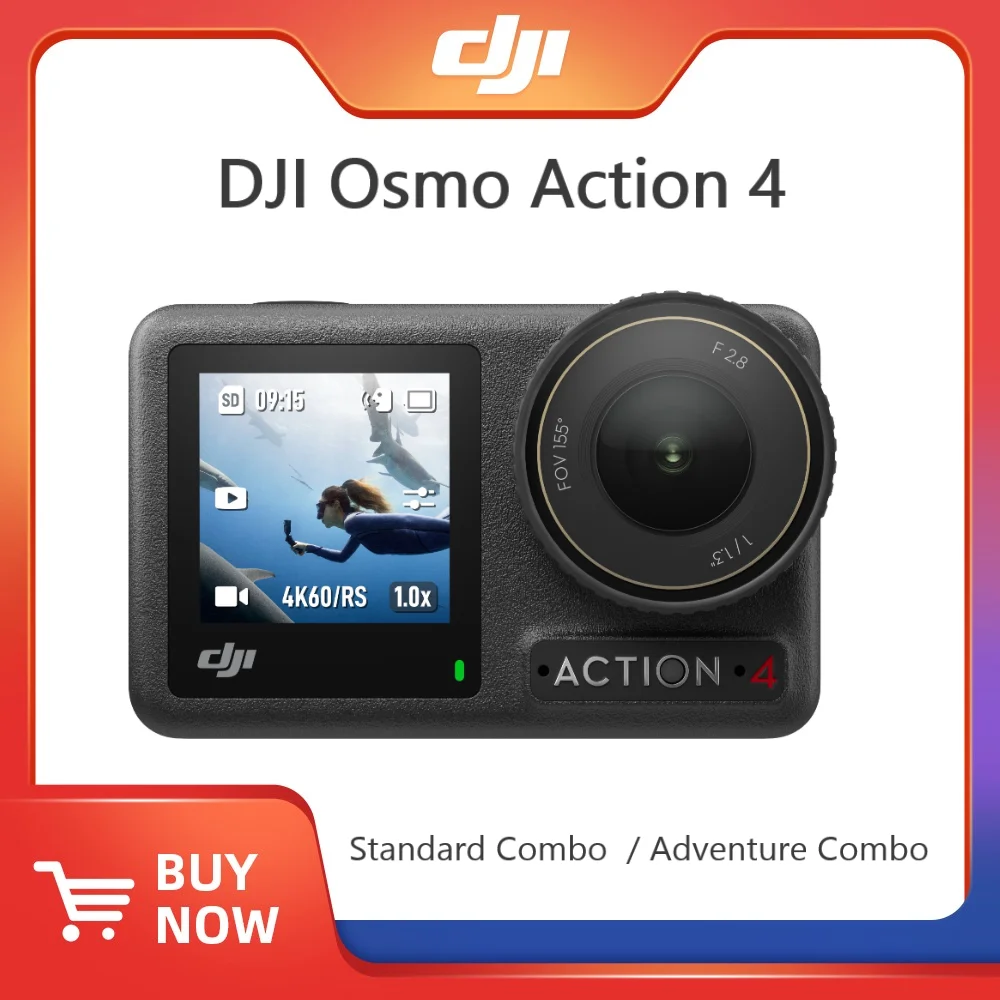 DJI Osmo Action 4 Adventure Combo - 4K/120fps Waterproof Action Camera with a 1/1.3-Inch Sensor ...
