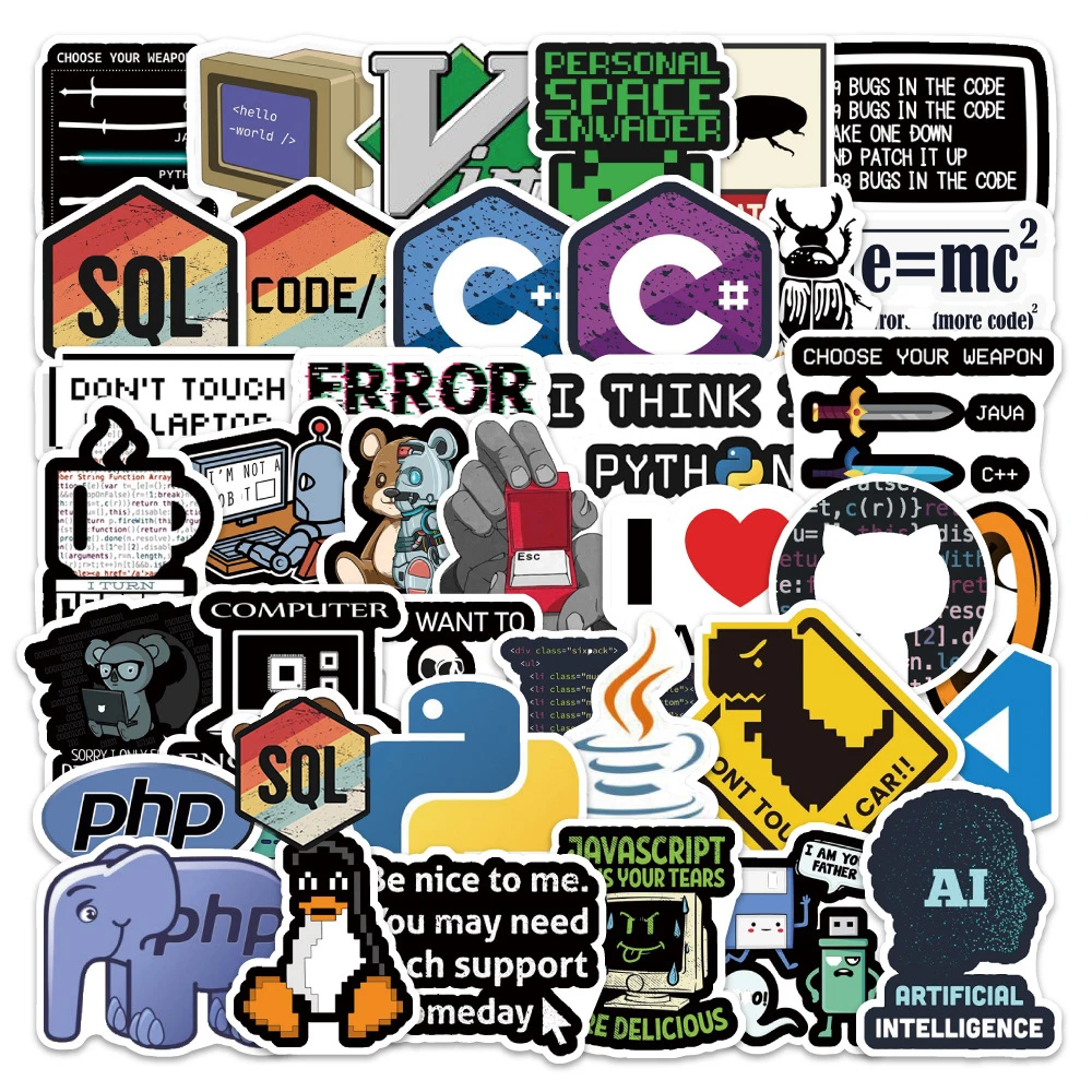 10/30/50pcs Internet Programming Stickers Python Java Geek Php Docker ...