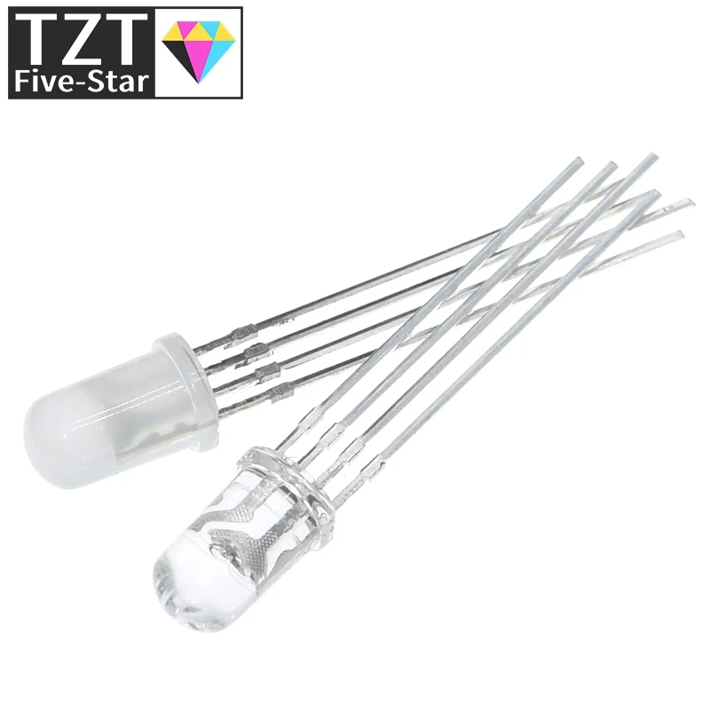 20pcs Multicolor 4pin 5mm RGB Led Diode Light Lamp Tricolor Round ...
