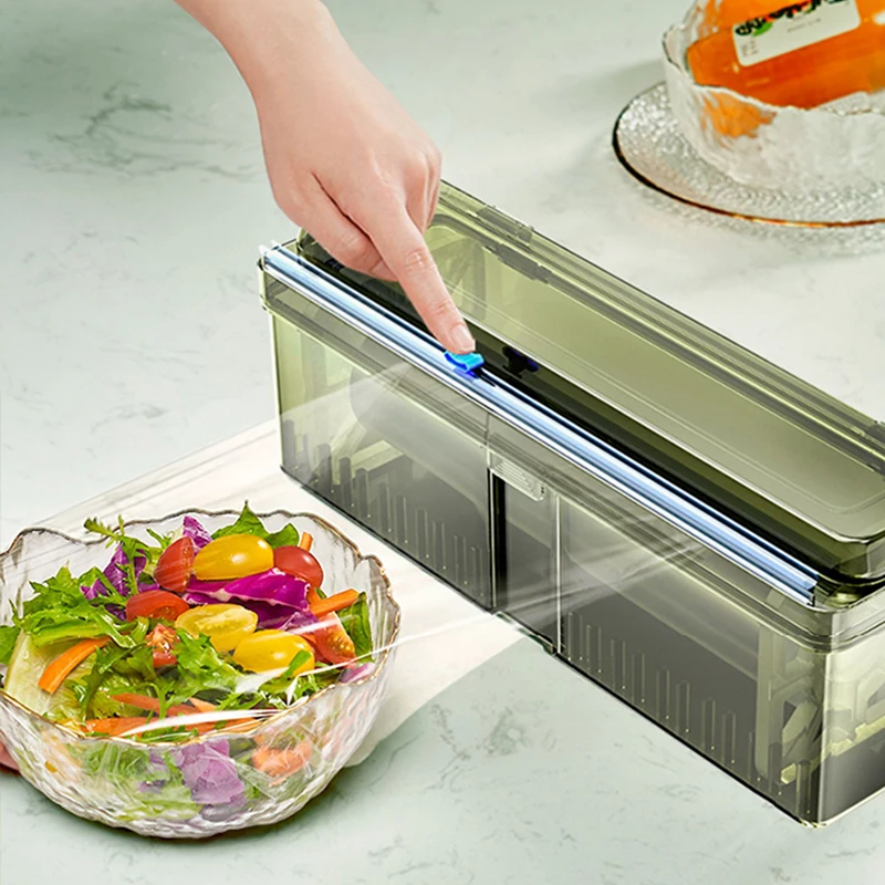 Plastic Cling Film Refillable Box with Slide Cutter Food Wrap Dispenser ...