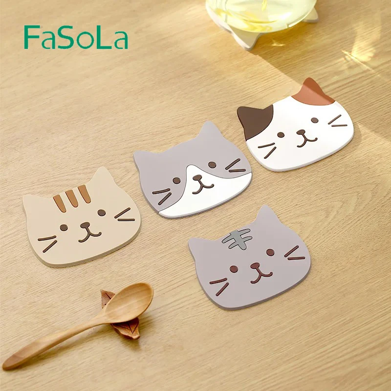 FaSoLa-2-PCS-set-Mixed-Color-Japanese-Style-Cute-Cat-Cartoon-Coasters ...